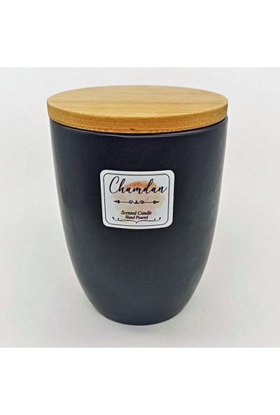 Chamdan Dekoratif Seramik Kap Black Oud Kokulu Soya Mum