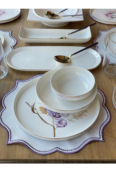Rossev Yemek Takımı Modern Violet 46 Parça 6 Kişilik Rossev Yemek Takımı Modern Violet 46 Parça 6 Kişilik