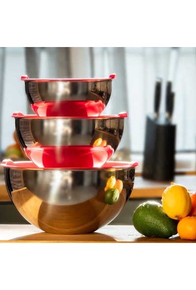 Senz 3 Boy Paslanmaz Çelik Profesyonel Saklama Kabı / Karıştırma Kabı Set Senz 3 Boy Paslanmaz Çelik Profesyonel Saklama Kabı / Karıştırma Kabı Set