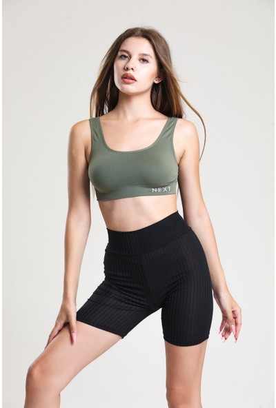 Kadın Siyah Renk Kaşkorse Yüksek Bel Biker Tayt Şort