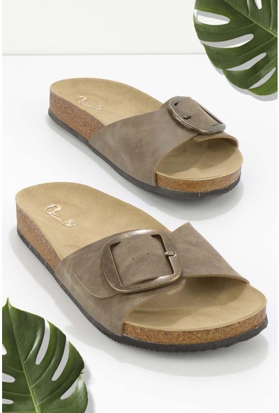Bambi Vizon Nubuk Kadın Terlik K04665153001