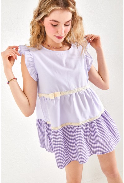 Oshebu Ekose Desenli Bluz