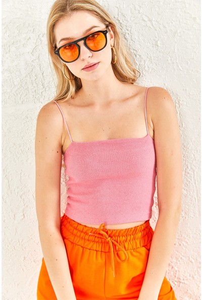 Oshebu Ip Askılı Kaşkorse Crop Bluz