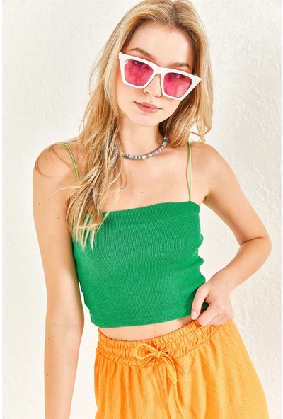 Oshebu Ip Askılı Kaşkorse Crop Bluz