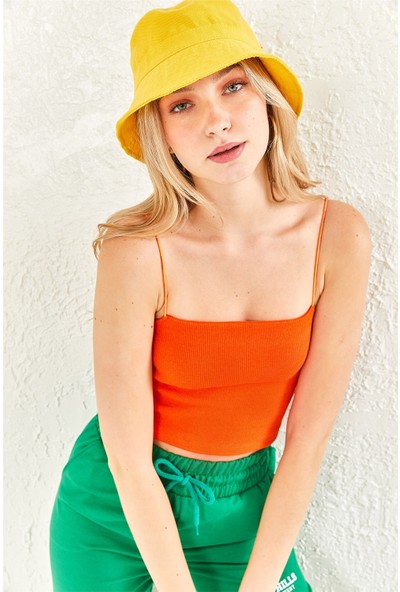 Oshebu Ip Askılı Kaşkorse Crop Bluz