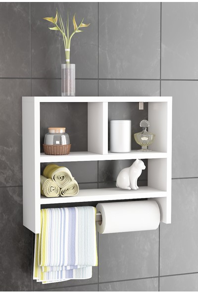 Flora Design Flora Ax Mutfak Banyo Rafı Havlu Askılı (Beyaz) Flora Design Flora Ax Mutfak Banyo Rafı Havlu Askılı (Beyaz)