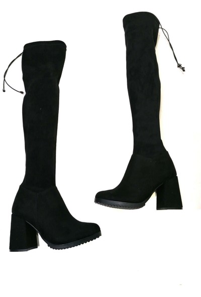 Kadın Siyah Fermuarlı Topuklu Çizme