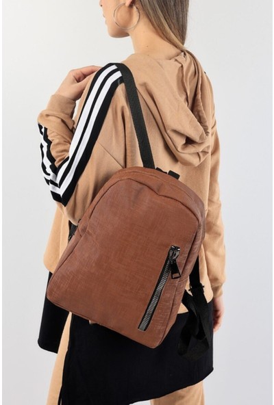 Atılgan Grp 2 Gözlü Büyük Fermuarlı Kadın Sırt Çantası