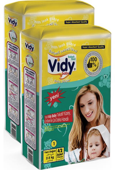 Vidy Baby Vidybaby Yenidoğan 84 Adet Bebek Bezi Ikiz Paket 1 Beden 42 *2 / 2-5 kg Vidy Baby Vidybaby Yenidoğan 84 Adet Bebek Bezi Ikiz Paket 1 Beden 42 *2 / 2-5 kg