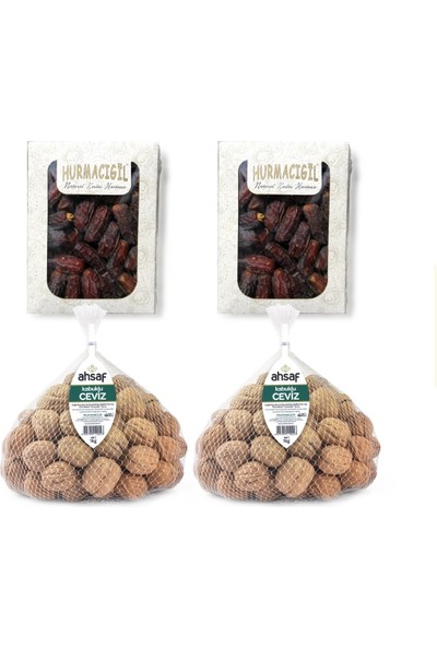 Ahsaf Hurmacıgil Şahane 4'lü - Hurma 2 x 500 gr + Ceviz 2 x 1 kg Ahsaf Hurmacıgil Şahane 4'lü - Hurma 2 x 500 gr + Ceviz 2 x 1 kg
