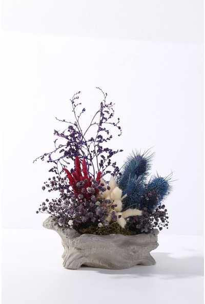 Kibrithane Çiçek Yapay Çiçek Beton Saksı Kuru Çiçek Aranjman KC00201081