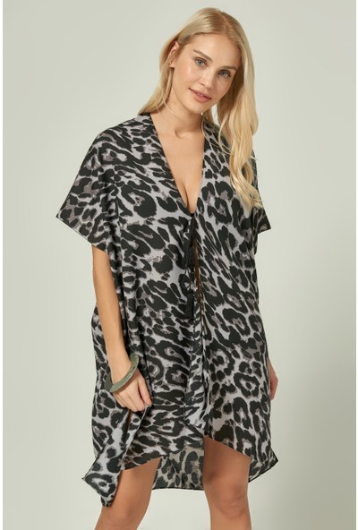 Axesoire 10862-20 Leopar Desenli Gri Renkli Pareo