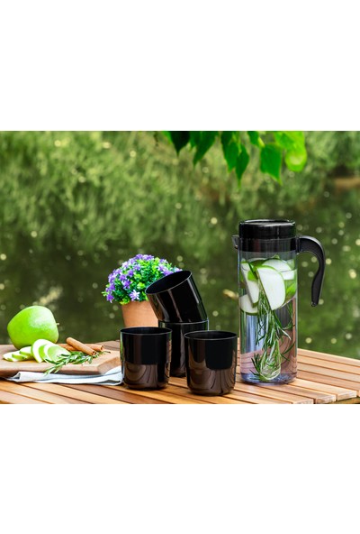 Laure 4 Bardaklı Sürahi Seti - Füme Laure 4 Bardaklı Sürahi Seti - Füme