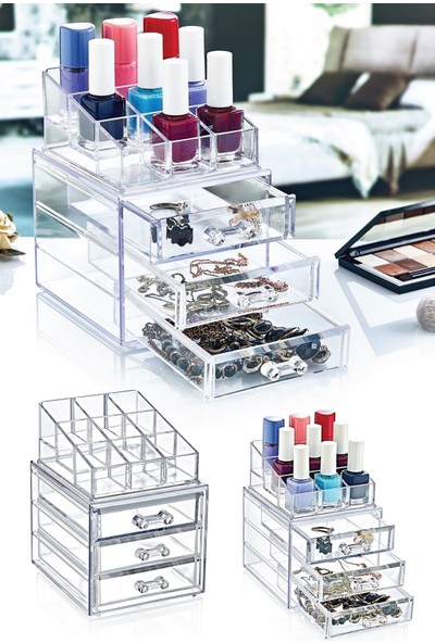 Doreline 3 Çekmeceli Takı Düzenleyici, Makyaj ve Kozmetik Organizeri