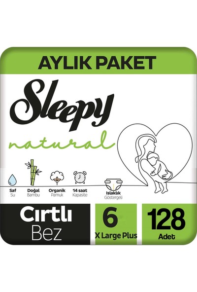 Sleepy Natural Hassas Bebek Bezi 6 Numara 15-25 kg 128'li