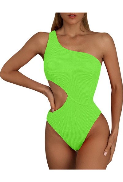 Bilu Tek Omuzlu Oyuk Detaylı Mayo - Yeşil (Yurt Dışından) Bilu Tek Omuzlu Oyuk Detaylı Mayo - Yeşil (Yurt Dışından)