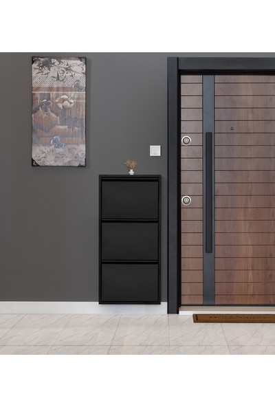 Kaser Metal 3'lü Metal Ayakkabılık Siyah