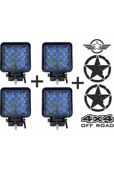 Sm Motors Off Road Sis Farı Sis Lambası 16 LED Kare 4'lü Paket Sm Motors Off Road Sis Farı Sis Lambası 16 LED Kare 4'lü Paket