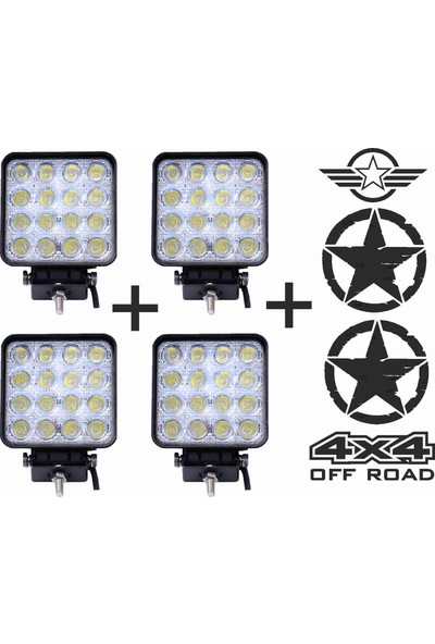 Sm Motors Off Road Sis Farı Sis Lambası 16 LED Kare 4'lü Paket Sm Motors Off Road Sis Farı Sis Lambası 16 LED Kare 4'lü Paket