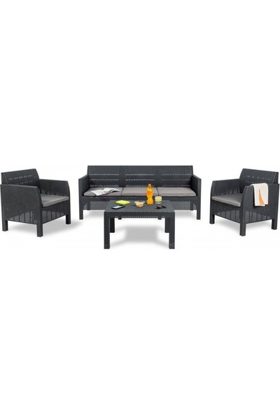 Toomax Matilde 5 Koltuklu Rattan Siyah Oturma Grubu Toomax Matilde 5 Koltuklu Rattan Siyah Oturma Grubu