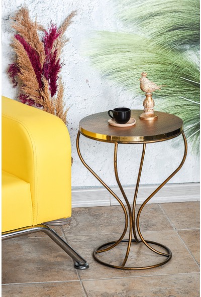 Jaune Tasarım Yan Sehpa Gold Siyah