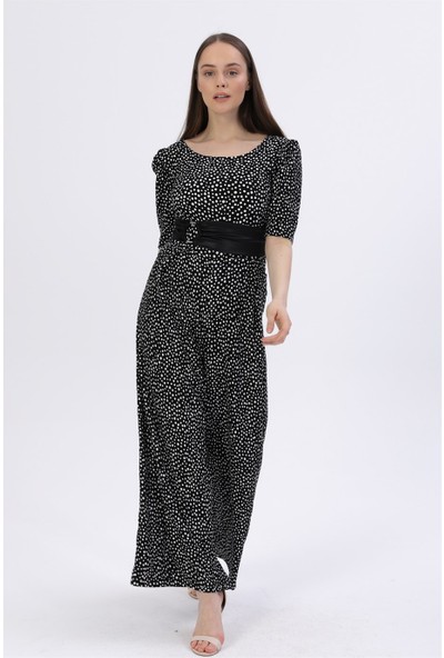 Hadise Halka Kemerli Desenli Tulum Siyah Hadise Halka Kemerli Desenli Tulum Siyah