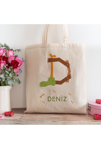 E-Hediyeci Kişiye Özel D Harfi Tasarımlı Isim Yazılı Çanta