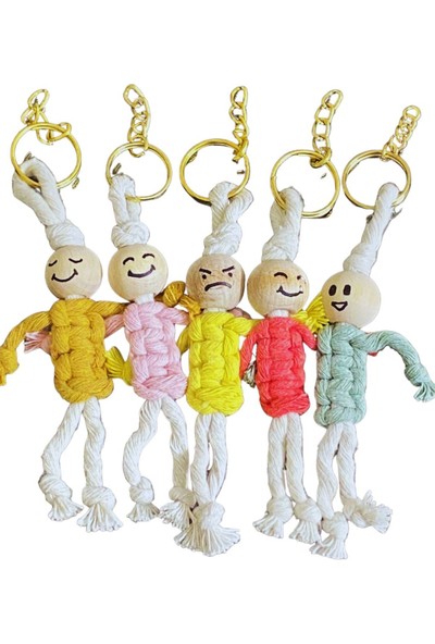 Pratalin El Yapımı Çöp Adam 5li Makrome Anahtarlık