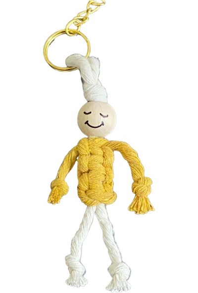 Pratalin El Yapımı Çöp Adam Makrome Anahtarlık - Açık Hardal Pratalin El Yapımı Çöp Adam Makrome Anahtarlık - Açık Hardal