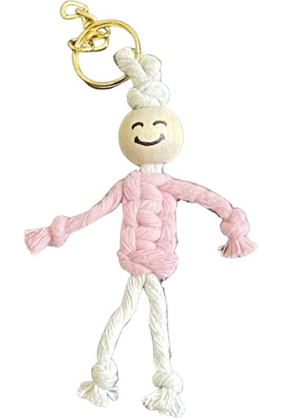 Pratalin El Yapımı Çöp Adam Makrome Anahtarlık - Açık Pembe Pratalin El Yapımı Çöp Adam Makrome Anahtarlık - Açık Pembe