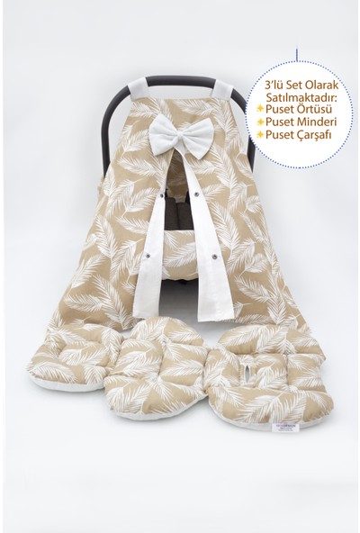 mordesign Ortopedik Puset Minderi, Örtü ve Çarşaf 3' Lü Set, Askı Stil, Tüy Serisi