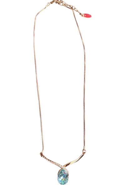 Turkuaz Taşlı Bronz Zarif Bijuteri Kolye