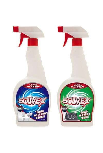 Solvex Banyo ve Mutfak Spreyi Hızlı Yağ Sökücü & Kireç Sökücü 2'li Paket Solvex Banyo ve Mutfak Spreyi Hızlı Yağ Sökücü & Kireç Sökücü 2'li Paket