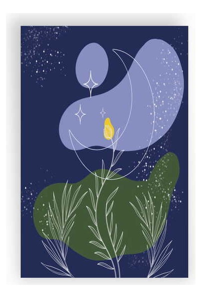 Şekerci Sokağı Ay ve Çiçek Illüstrasyon Ahşap Poster Şekerci Sokağı Ay ve Çiçek Illüstrasyon Ahşap Poster