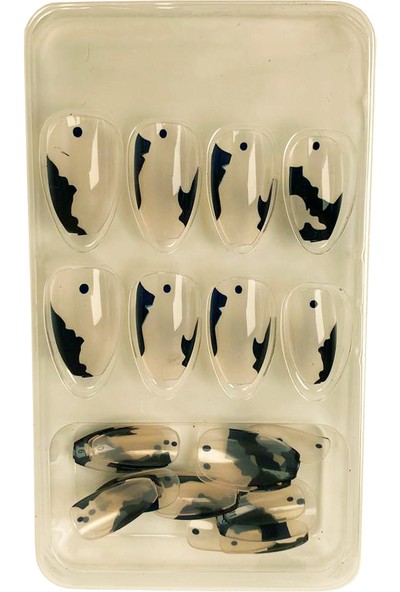 Inek Desenli Şeffaf Takma Tırnak