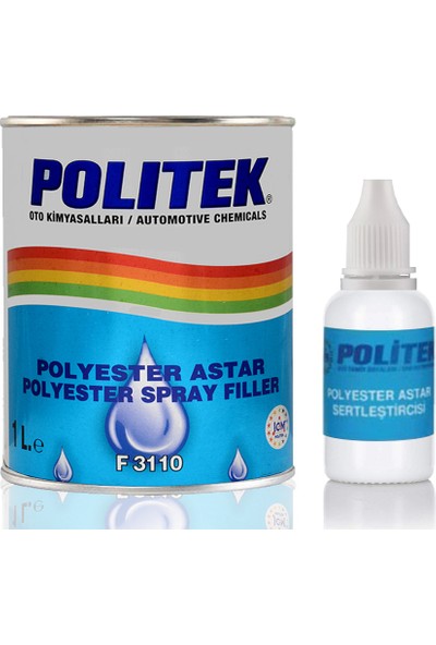 Politek Iki Bileşenli Polyester Astar 1l + Hazırlama Solüsyonu Politek Iki Bileşenli Polyester Astar 1l + Hazırlama Solüsyonu