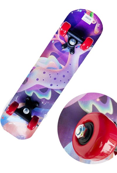 Masho Trend Mor Tonlar 60 cm Kaykay - Çocuk Kaykayı - Kaymaz Yüzel Skate Boy - Skateboard