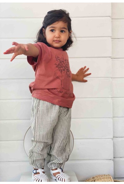 Cigit Smell Of The Spring Baskılı Şalvarlı Takım 2-7 Yaş Kiremit