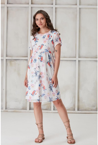 Işşıl 4517-BAHAR Çiçek Hamile Mini Şifon Elbise Işşıl 4517-BAHAR Çiçek Hamile Mini Şifon Elbise