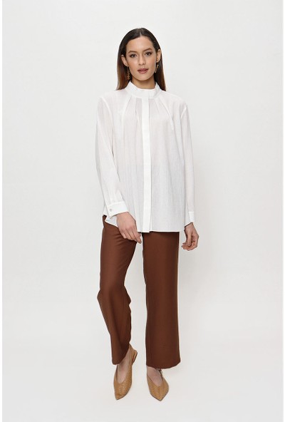 Aker 2666112 Yanları Düğme Detaylı Hakim Yaka Bluz