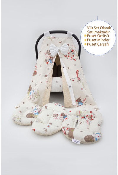 mordesign Çift Taraflı Ortopedik Puset Minderi, Örtü ve Çarşaf 3' Lü Set, Askı Stil, Animal Serisi mordesign Çift Taraflı Ortopedik Puset Minderi, Örtü ve Çarşaf 3' Lü Set, Askı Stil, Animal Serisi