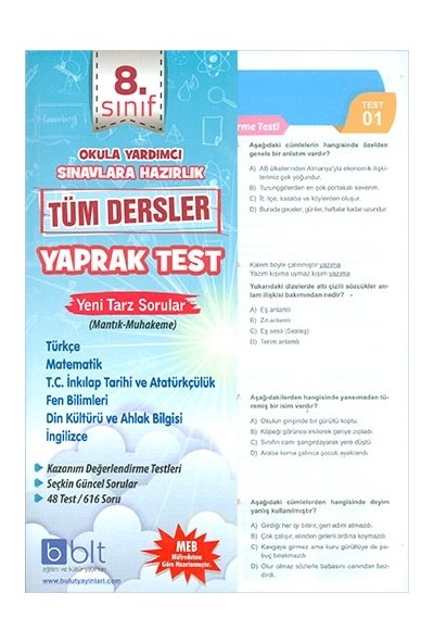 Bulut Eğitim 8. Sınıf Tüm Dersler Yaprak Test Bulut Eğitim 8. Sınıf Tüm Dersler Yaprak Test