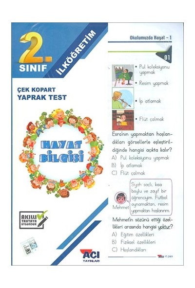 Açı 2. Sınıf Hayat Bilgisi Çek Kopart Yaprak Test