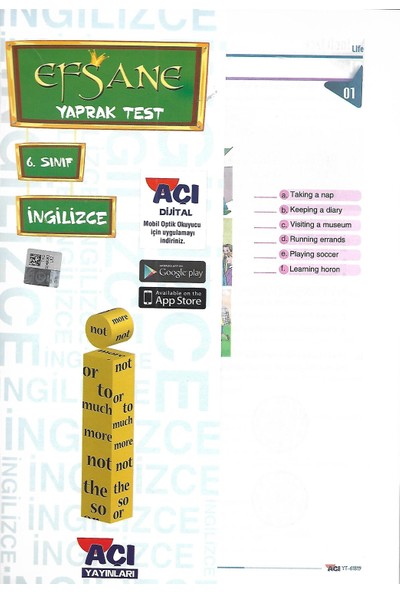 Açı 6. Sınıf İngilizce Çek Kopart Yaprak Test
