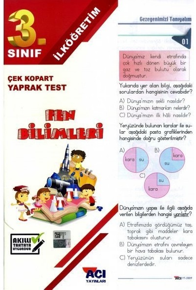 Açı 3. Sınıf Fen Bilimleri Çek Kopart Yaprak Test