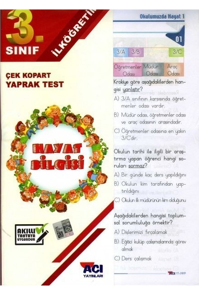 Açı 3. Sınıf Hayat Bilgisi Çek Kopart Yaprak Test