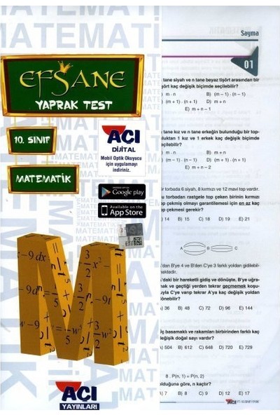 Açı 10. Sınıf Matematik Çek Kopar Yaprak Test Açı 10. Sınıf Matematik Çek Kopar Yaprak Test