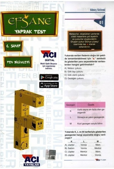 Açı 6. Sınıf Fen Bilimleri Çek Kopart Yaprak Test Açı 6. Sınıf Fen Bilimleri Çek Kopart Yaprak Test