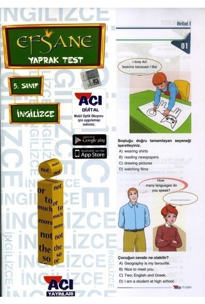 Açı 5. Sınıf İngilizce Çek Kopart Yaprak Test Açı 5. Sınıf İngilizce Çek Kopart Yaprak Test