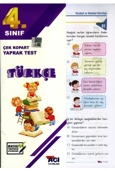Açı 4. Sınıf Türkçe Çek Kopart Yaprak Test Açı 4. Sınıf Türkçe Çek Kopart Yaprak Test